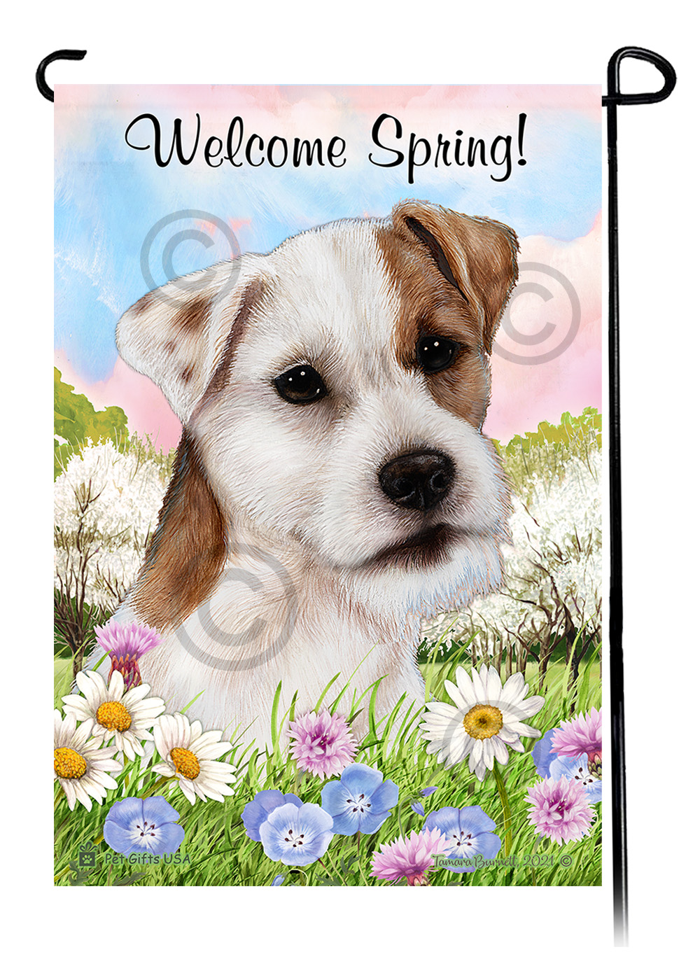 Jack Russell Brown and White - Welcome Spring Garden Flag | Pet Gifts USA