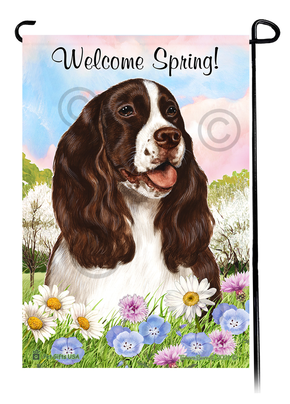 Springer Spaniel Liver - Welcome Spring Garden Flag | Pet Gifts USA