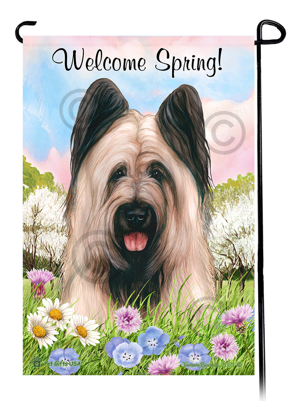 Briard Light Fawn Cropped - Welcome Spring Garden Flag | Pet Gifts USA