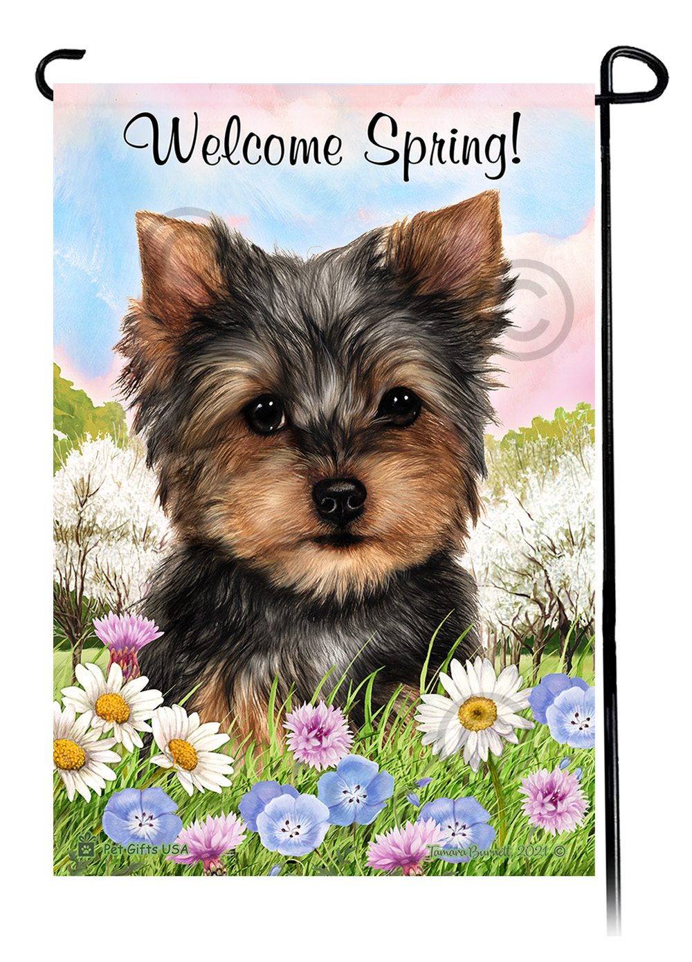 Yorkie Puppy - Welcome Spring Garden Flag | Pet Gifts USA