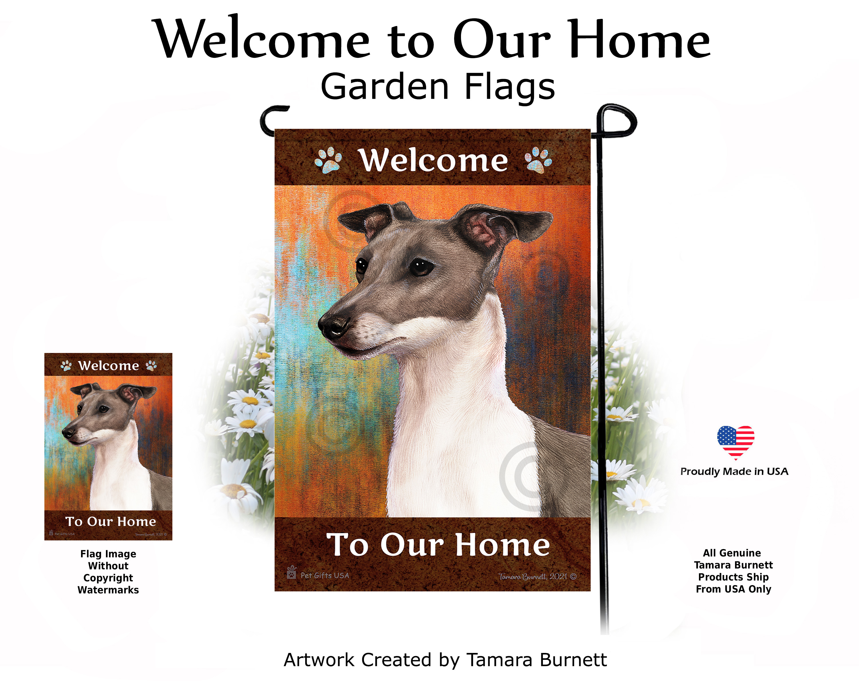 Italian Greyhound Blue Welcome To Our Home - Garden Flag | Pet Gifts USA