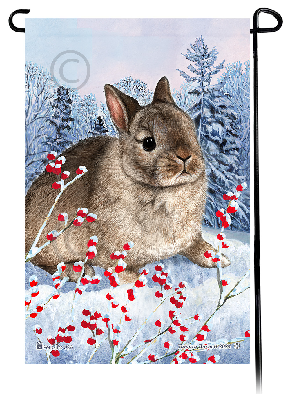 Netherland Dwarf Rabbit (Agouti) - Winterberries Garden Flag | Pet ...