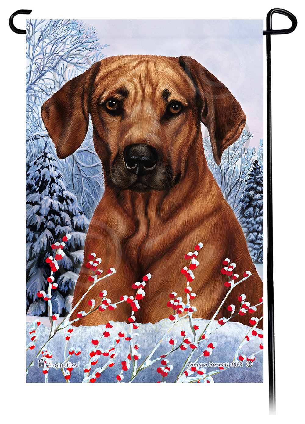 Rhodesian Ridgeback - Winterberries Garden Flag | Pet Gifts USA