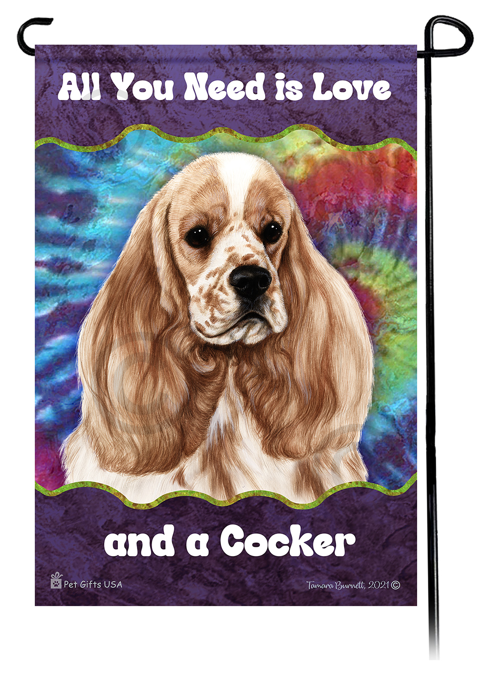 Cocker Spaniel Buff Woofstock Garden Flag | Pet Gifts USA