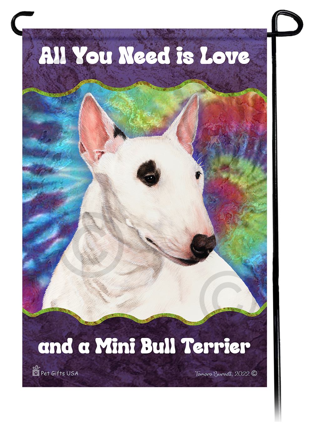 Bull Terrier Mini White Woofstock Garden Flag | Pet Gifts USA
