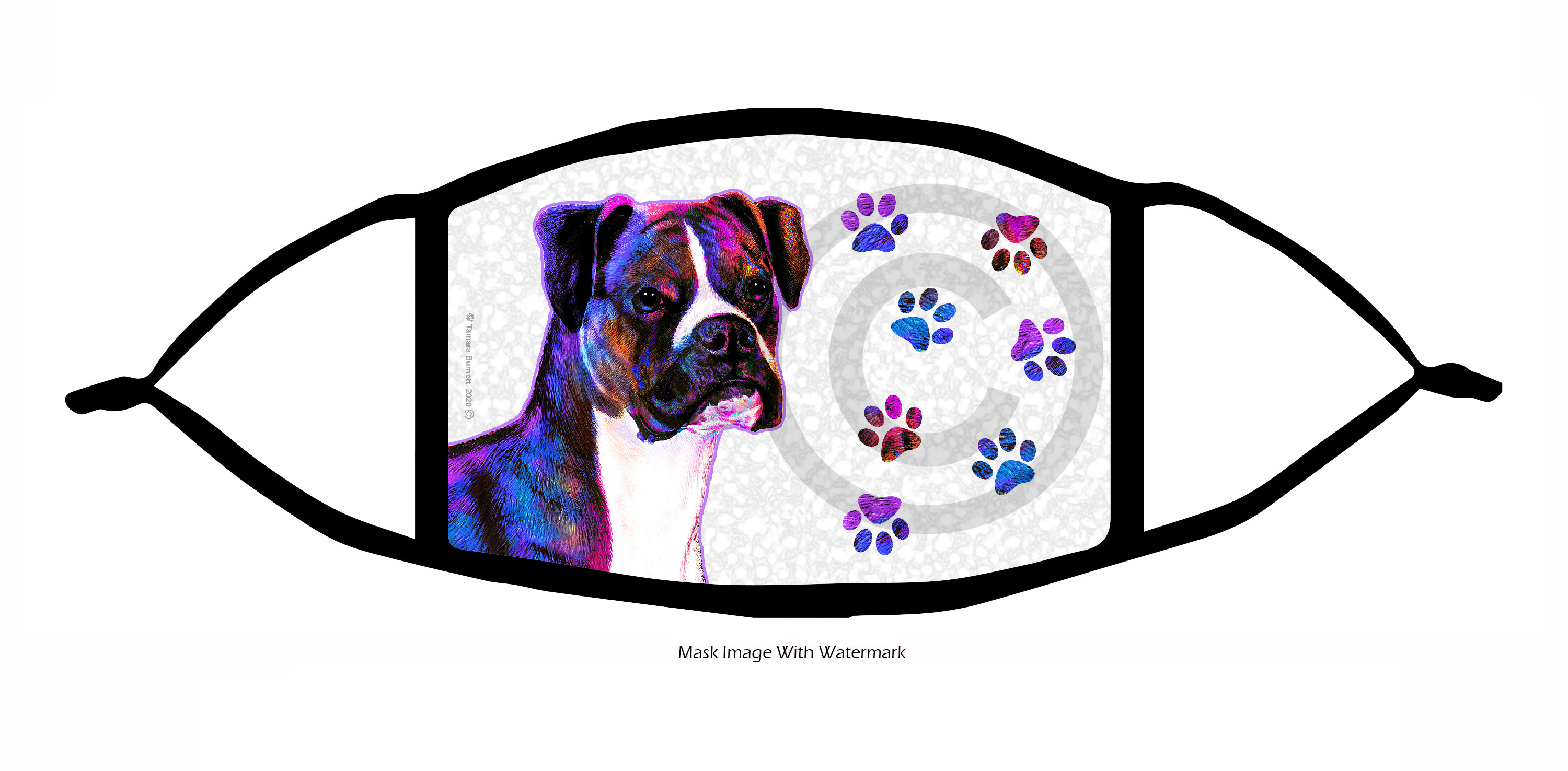 Boxer (Fawn and White Drop Ears) Groovy Paws Cloth Face Mask | Pet ...