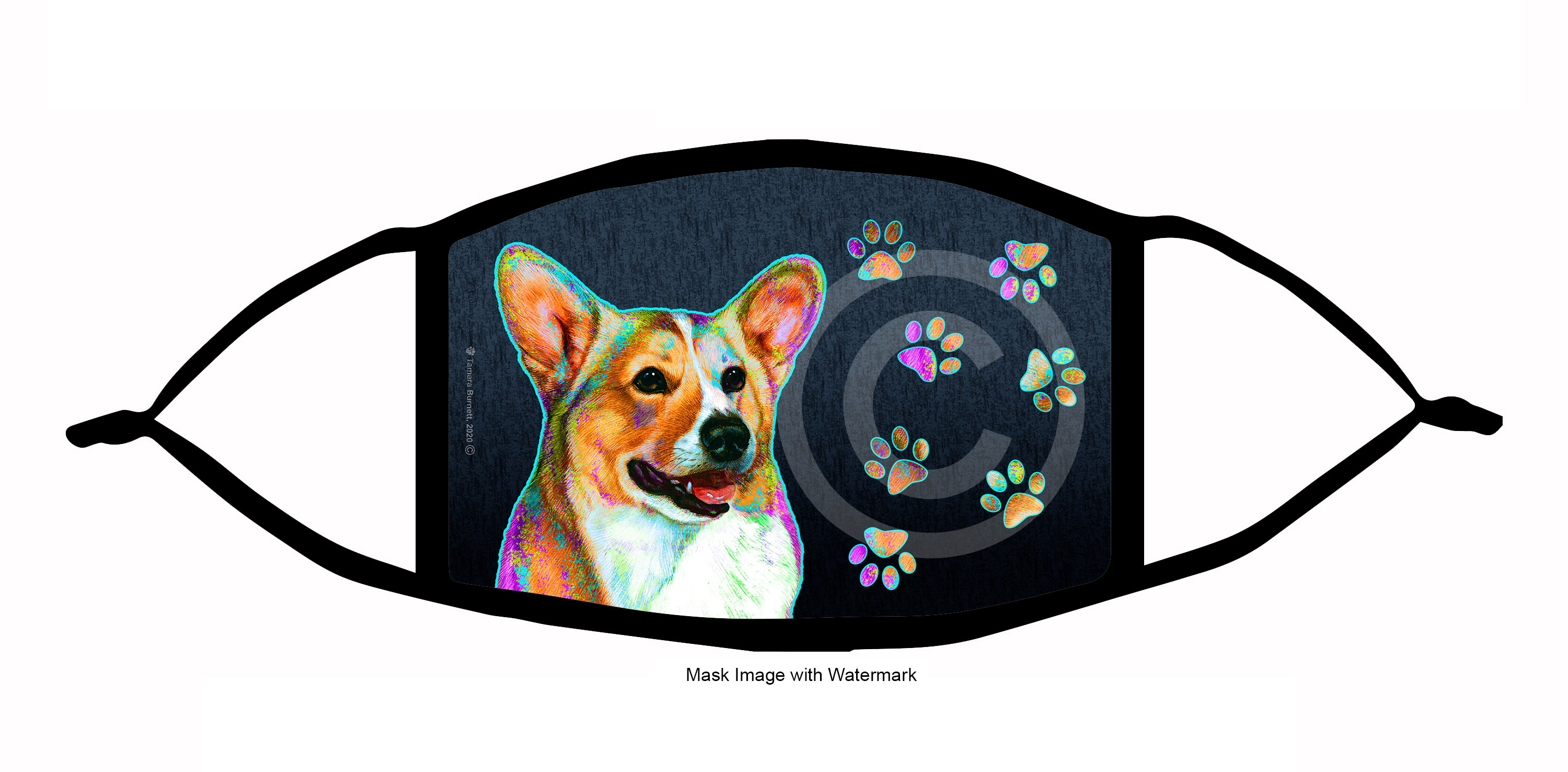 Pembroke Welsh Corgi Fawn and White Funky Pups Cloth Face Mask | Pet ...