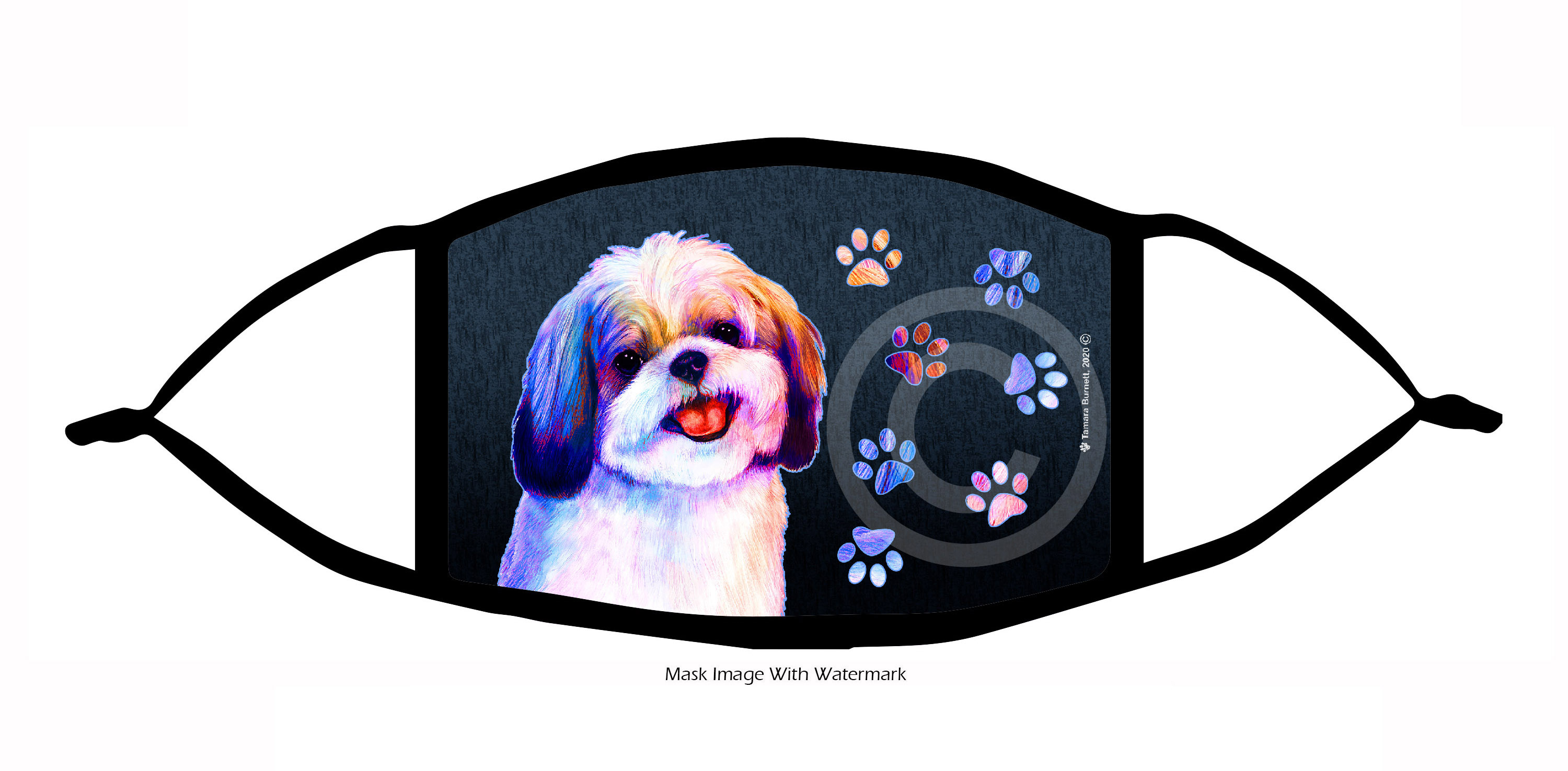 Shih Tzu (Silver and White) Funky Pups Cloth Face Mask | Pet Gifts USA
