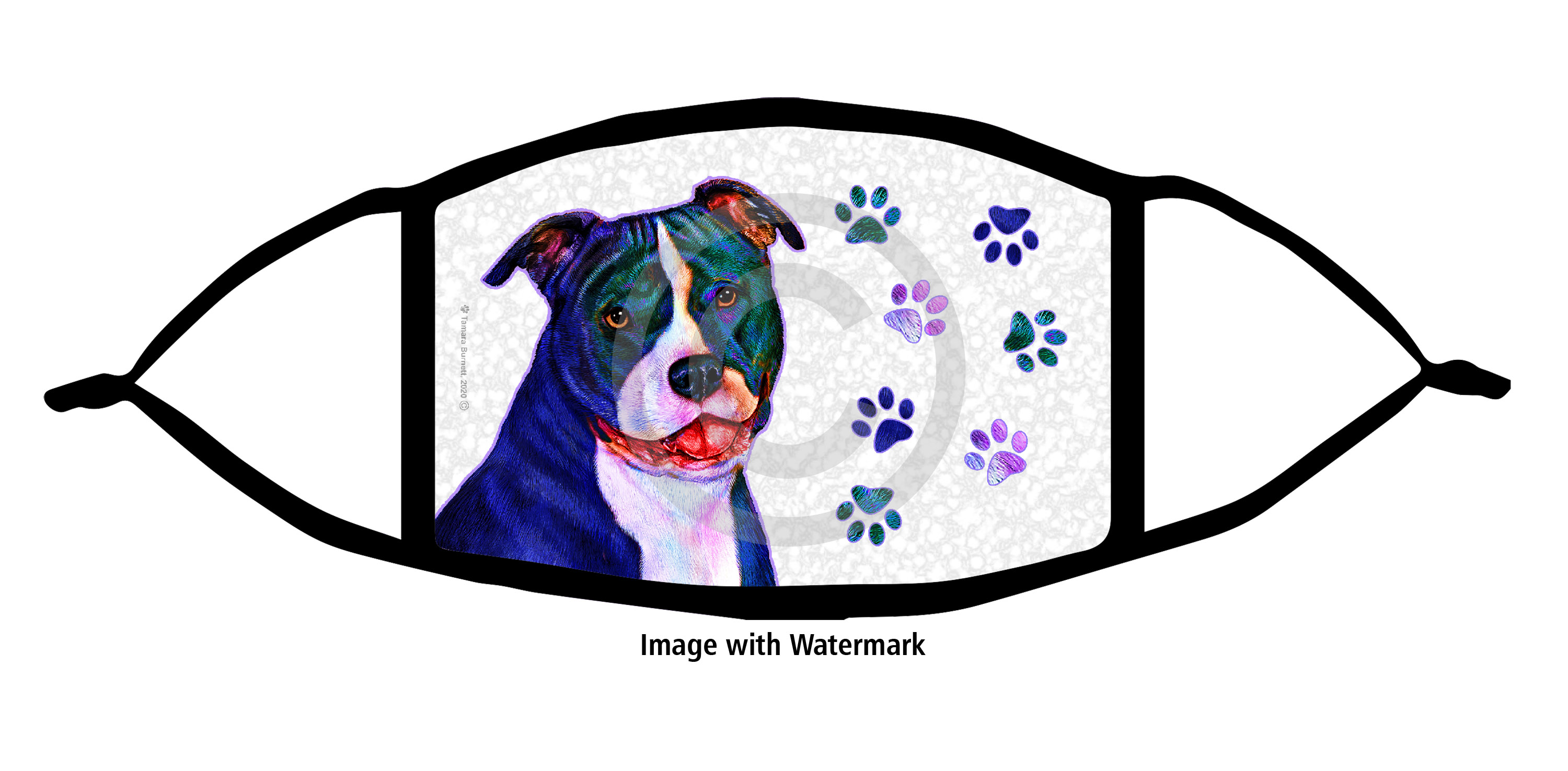 Pit Bull Uncrop Black and White Groovy Paws Cloth Face Mask - | Arks-N ...