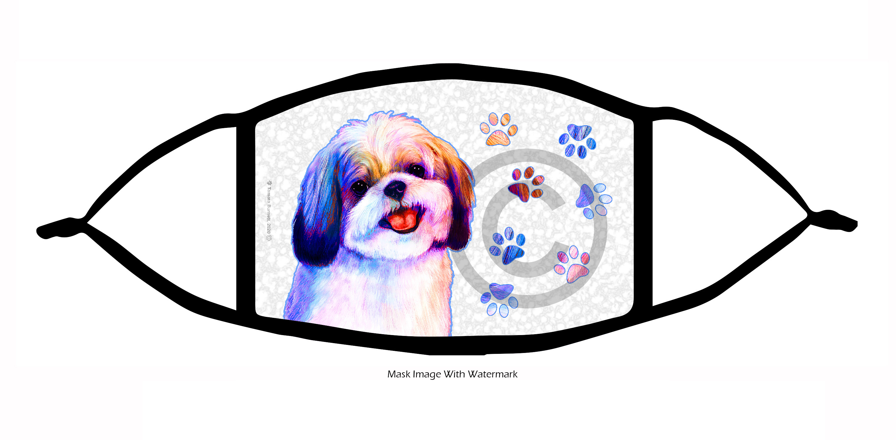 Shih Tzu (Gold and White) Groovy Paws Cloth Face Mask | Pet Gifts USA