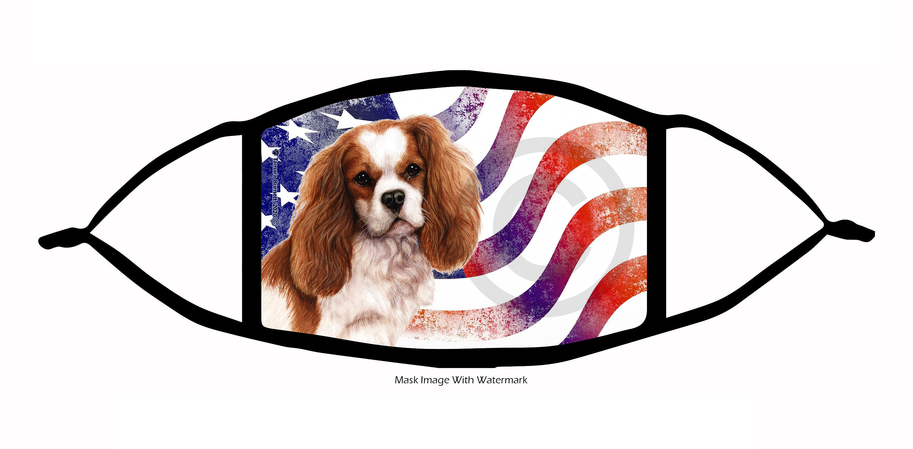 Cavalier King Charles Spaniel (Blenheim) Patriotic Pups Cloth Face Mask ...