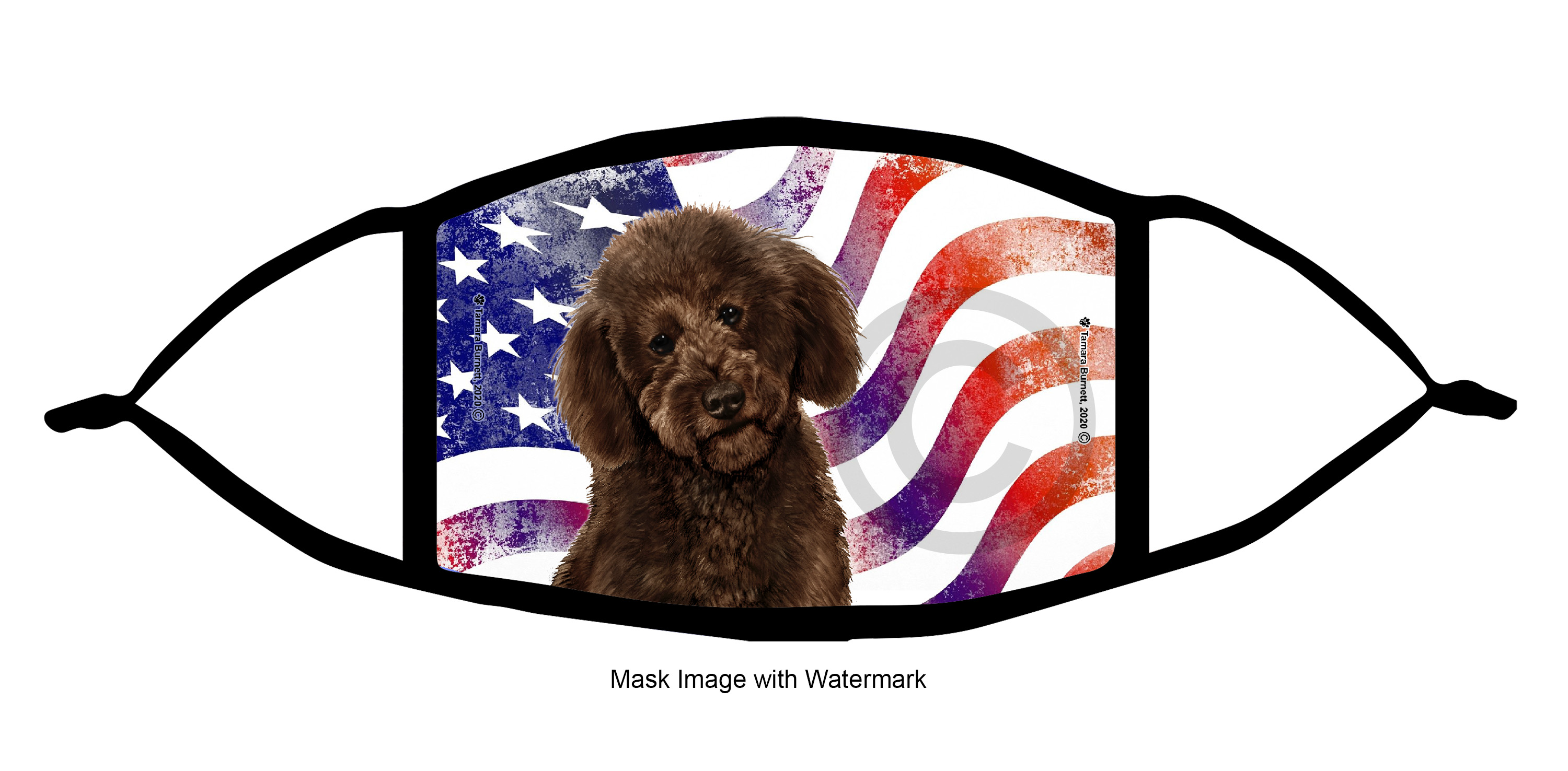 Labradoodle (Chocolate) Patriotic Pups Cloth Face Mask - | Arks-N-Barks
