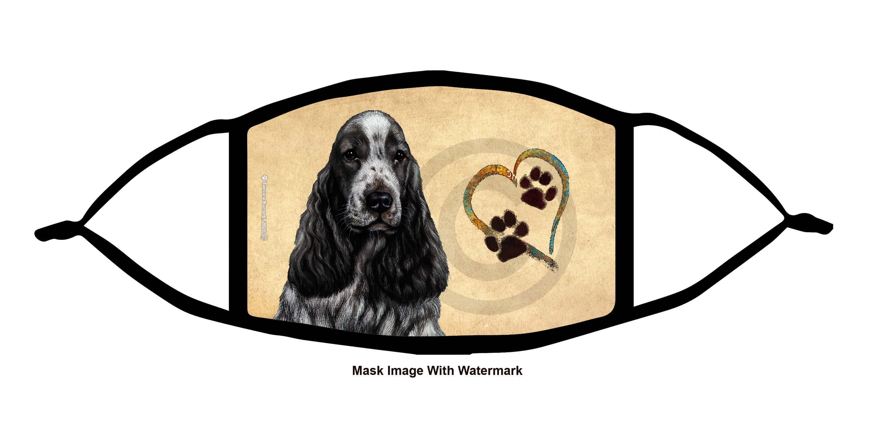 English Cocker Spaniel (Blue Roan) Paws On My Heart Cloth Face Mask ...
