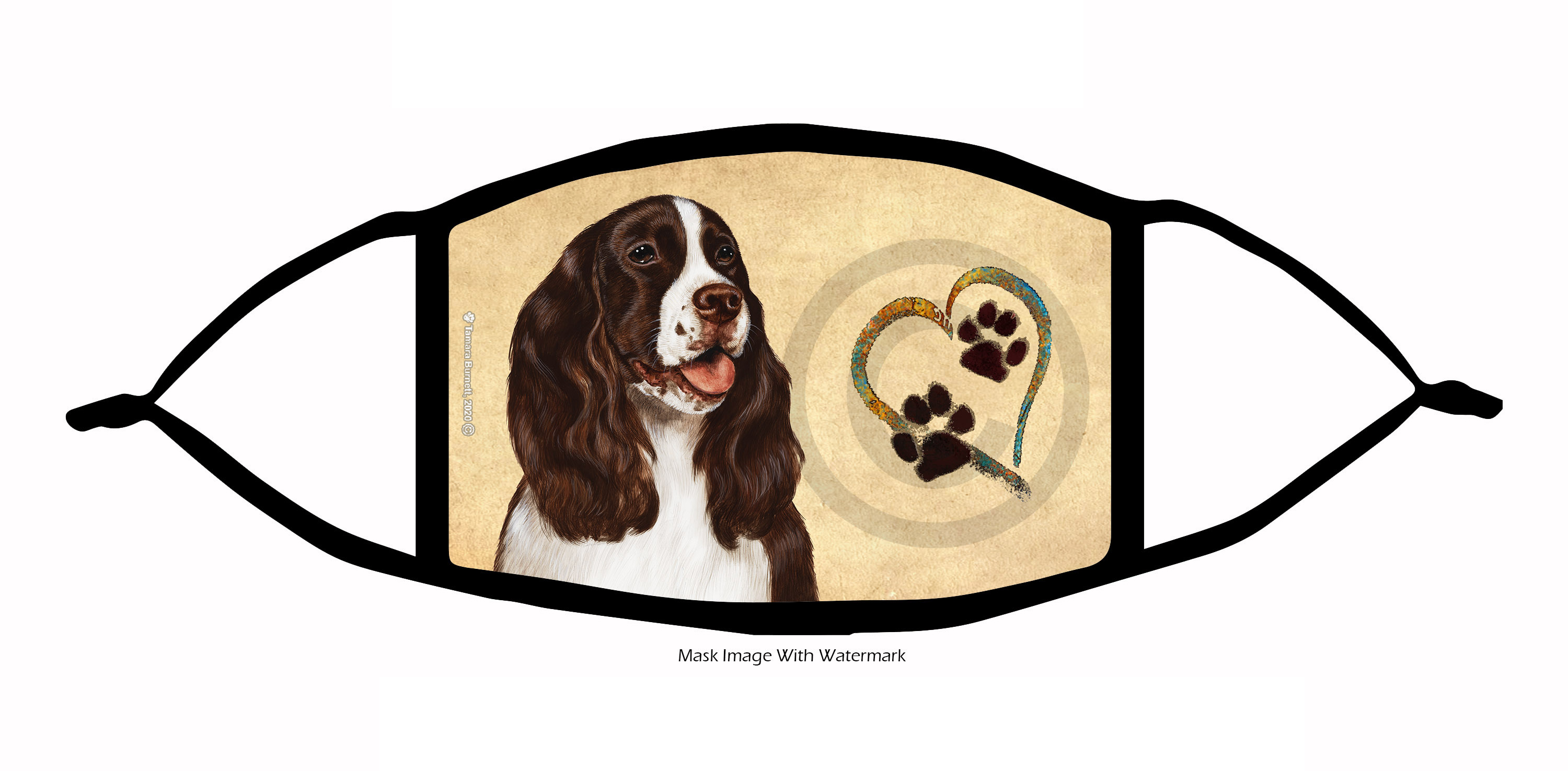 Springer Spaniel (Liver and White) Paws On My Heart Cloth Face Mask ...