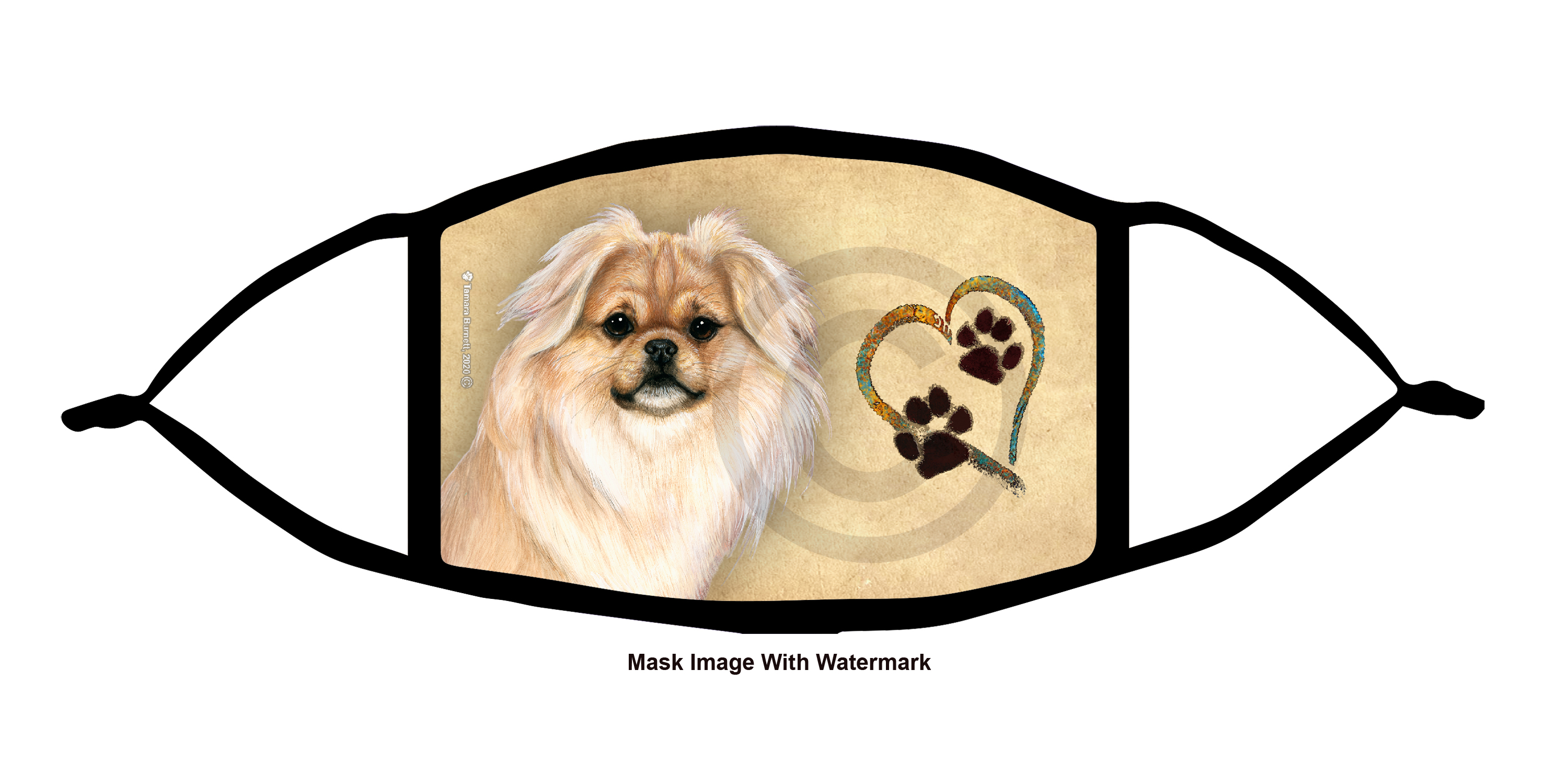 Tibetan Spaniel (Cream) Paws On My Heart Cloth Face Mask | Pet Gifts USA