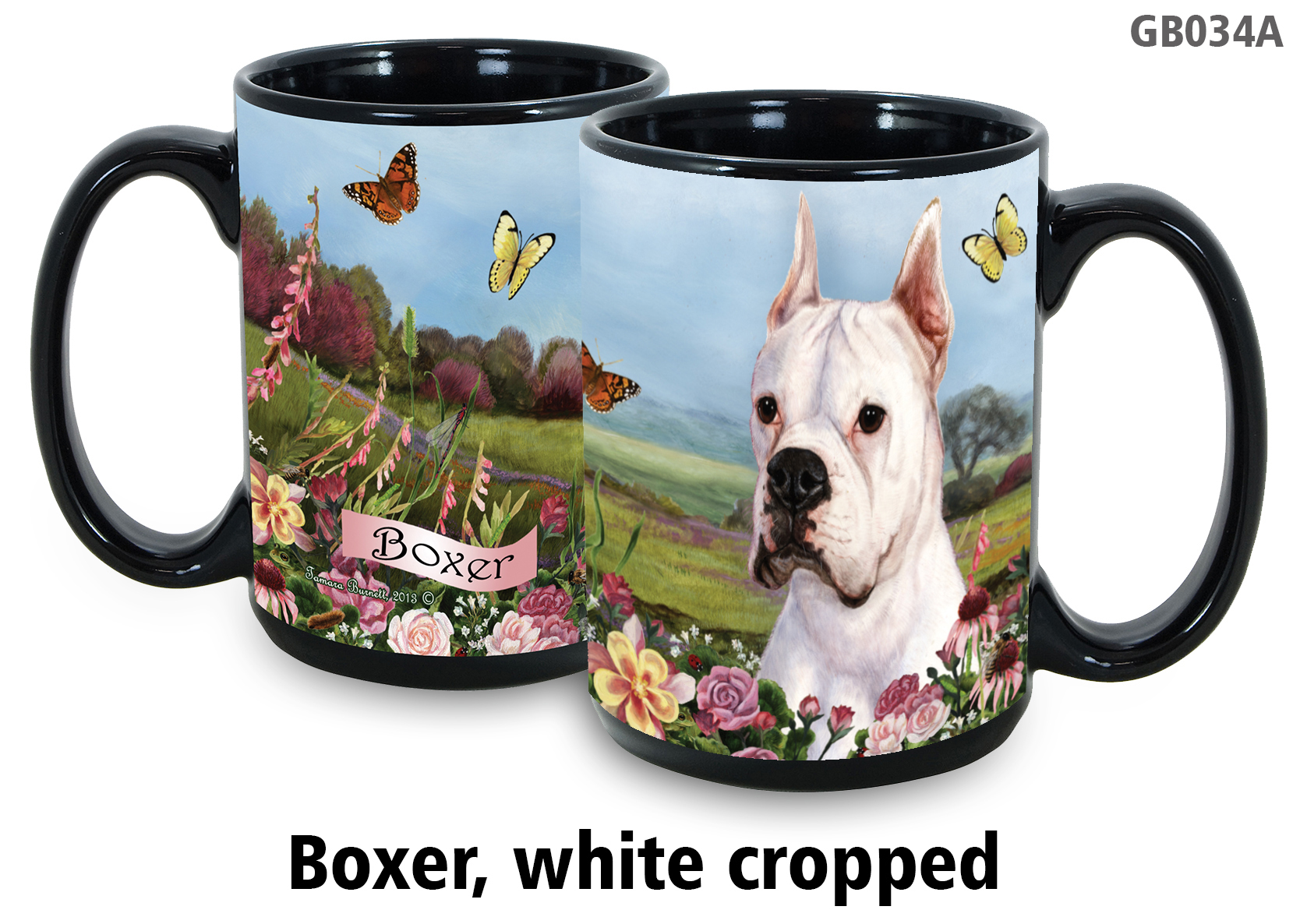 Boxer White Cropped - Garden Party Fun Mug 15 oz | Pet Gifts USA