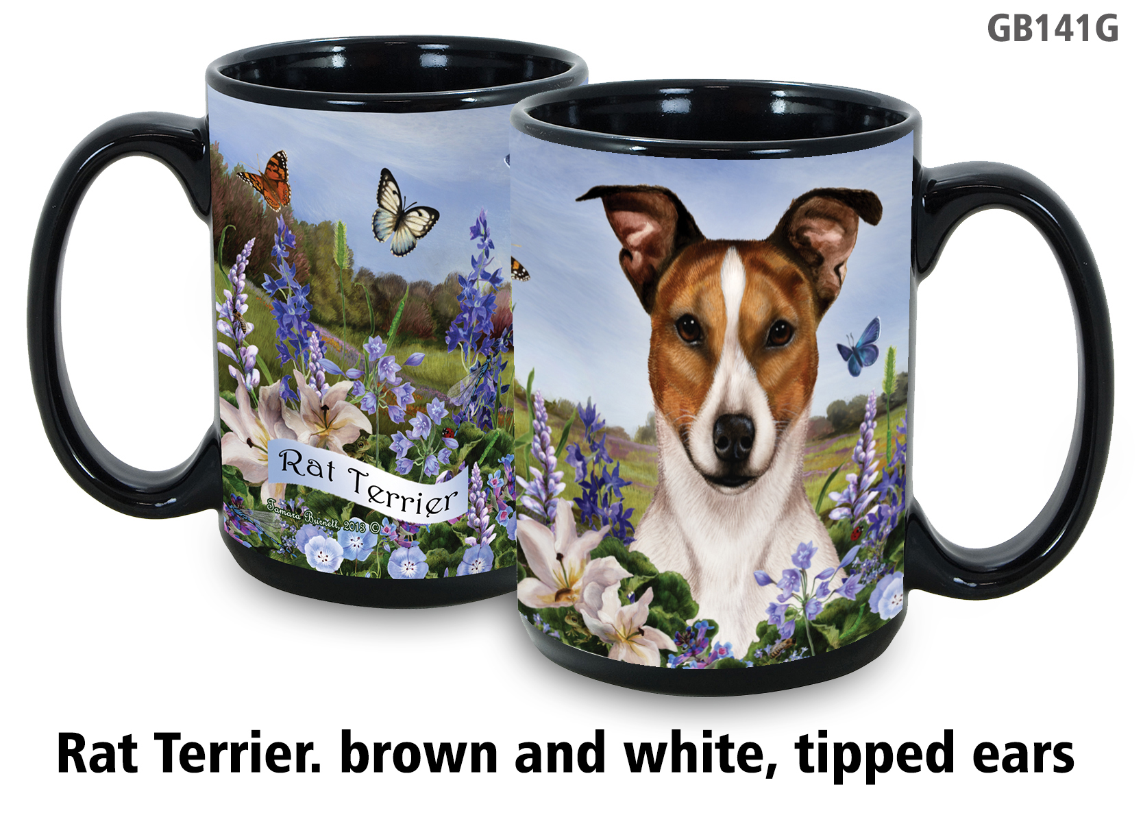Rat Terrier Tri-Color Cropped - Garden Party Fun Mug 15 oz | Pet Gifts USA