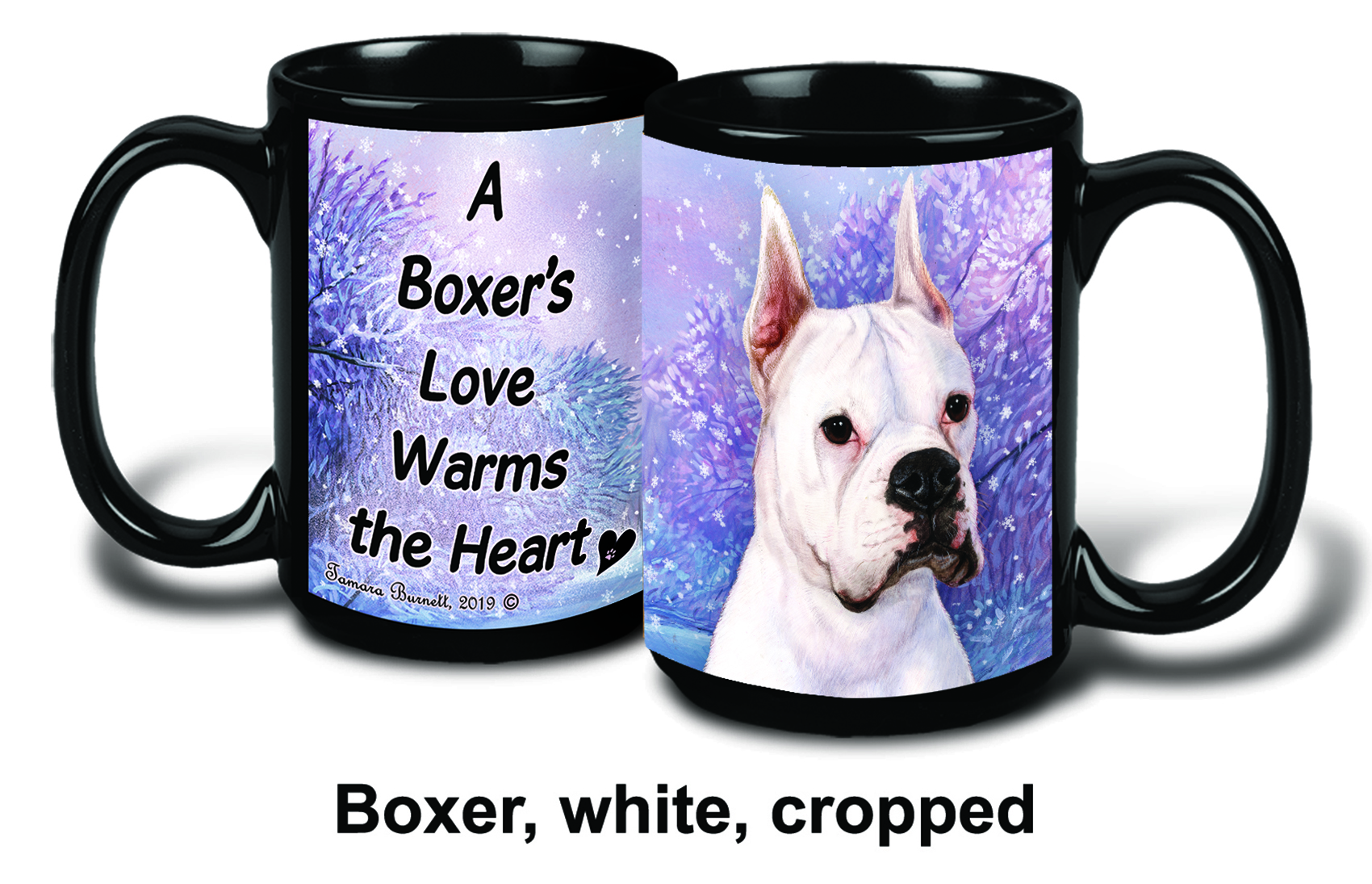 Boxer White Cropped Winter Mug 15 oz | Pet Gifts USA