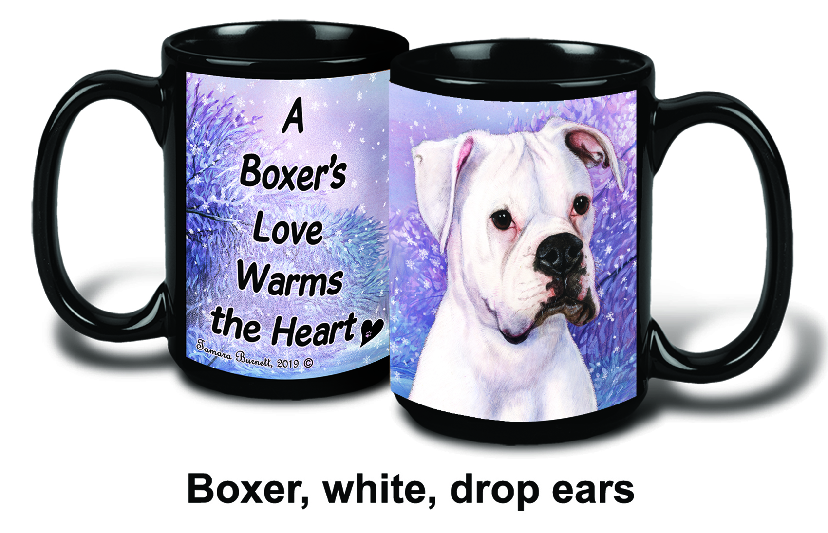 Boxer White Cropped Winter Mug 15 oz | Pet Gifts USA