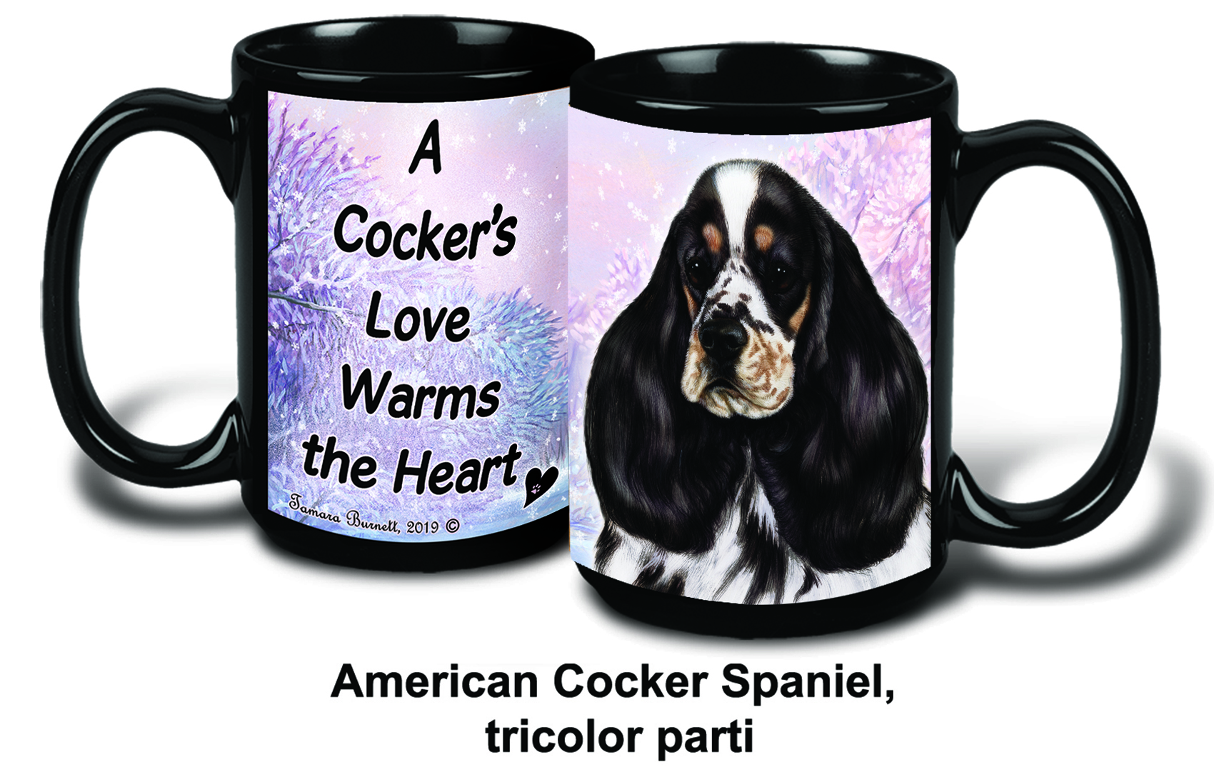 Cocker Spaniel Black and White Parti Winter Mug 15 oz | Pet Gifts USA