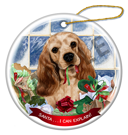 Cocker Spaniel Buff - Santa I Can Explain Ornament | Pet Gifts USA