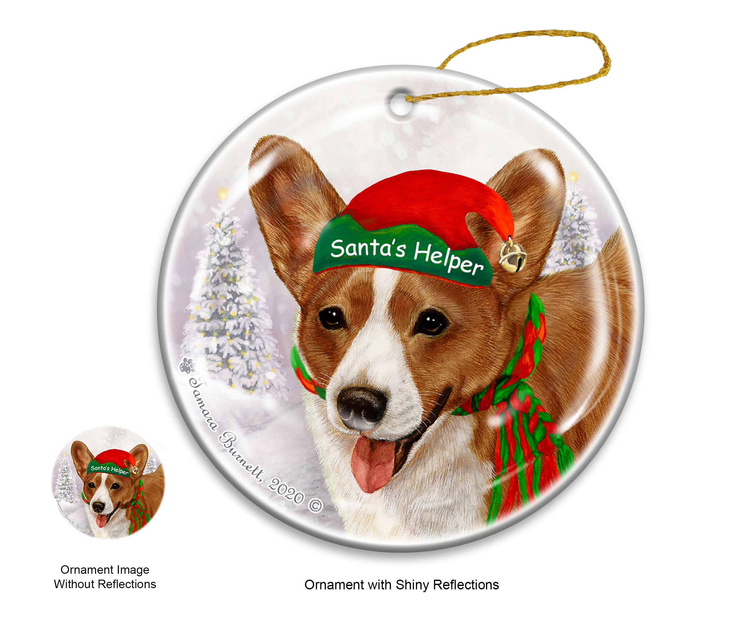 Corgi Cardigan Red and White - Santa's Helper Ornament | Pet Gifts USA