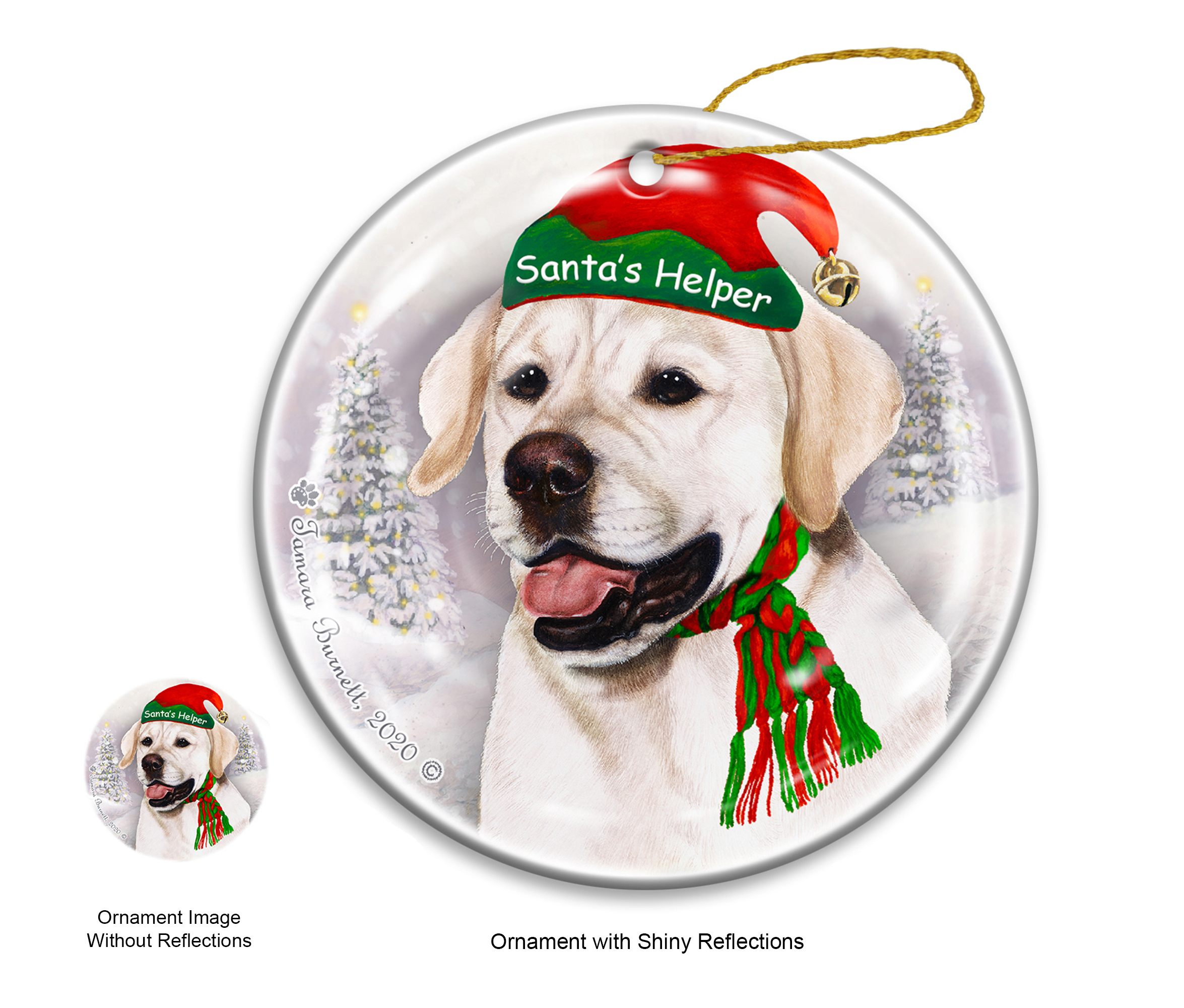 Labrador White English - Santa's Helper Ornament | Pet Gifts USA