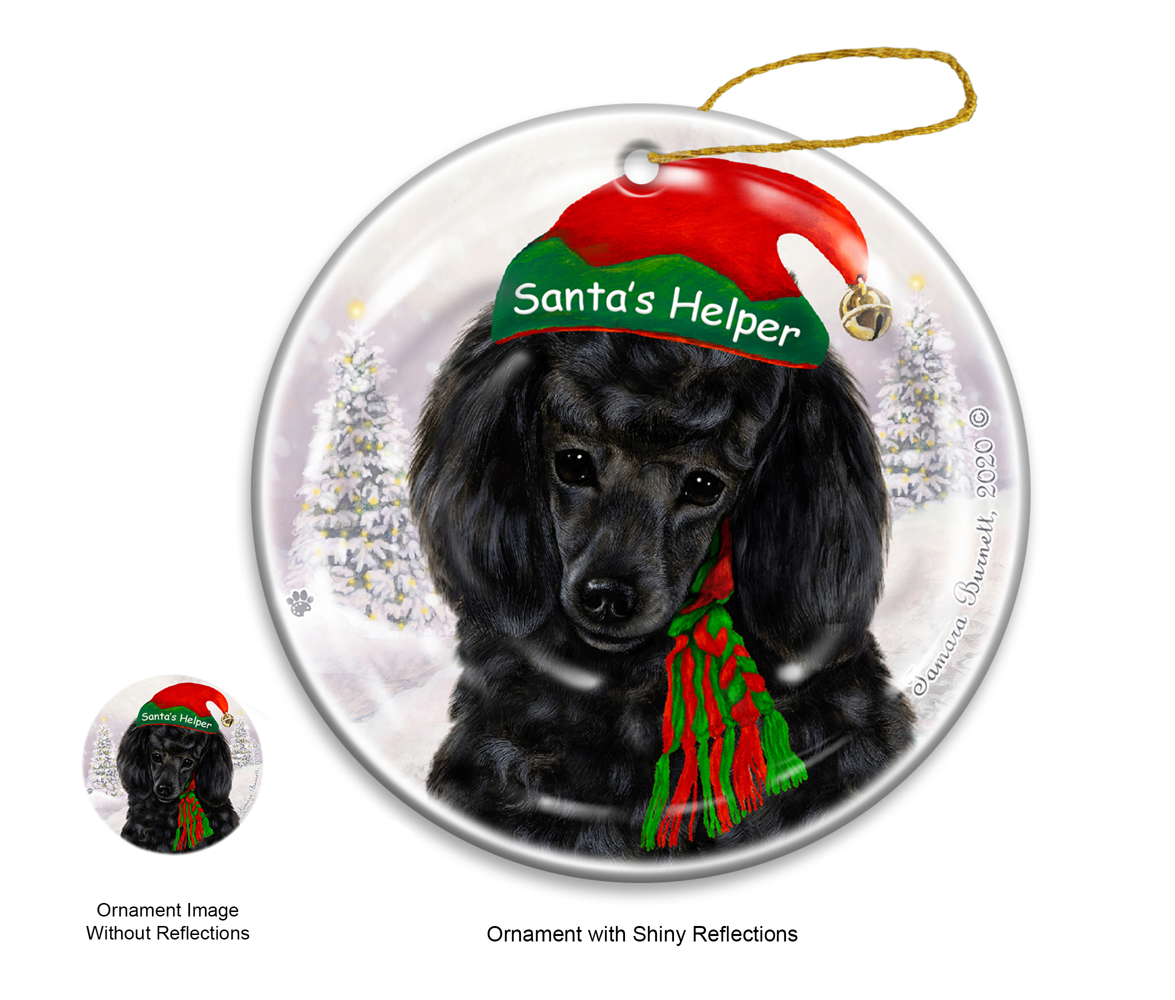 Poodle Black - Santa's Helper Ornament | Pet Gifts USA