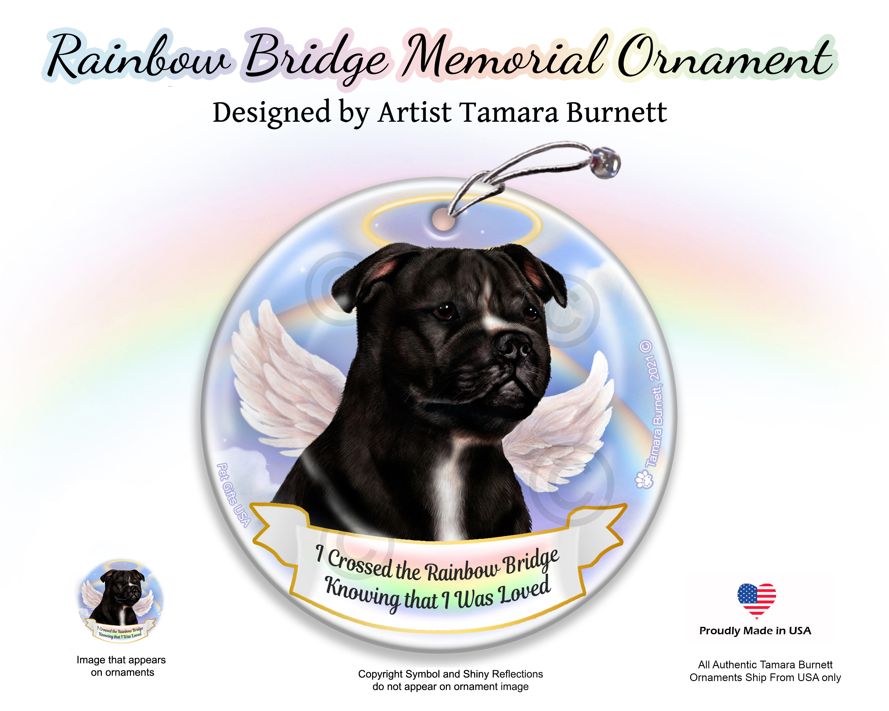 Staffordshire Bull Terrier Black and White Rainbow Bridge Memorial ...