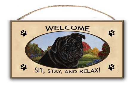 Pug (Black) - Welcome Sign | Pet Gifts USA