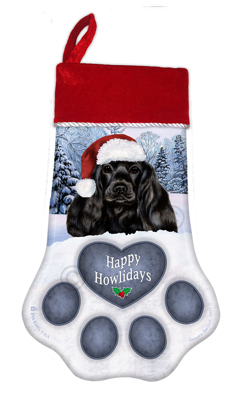 Cocker Spaniel Black Holiday Stocking - | Pet Gifts USA