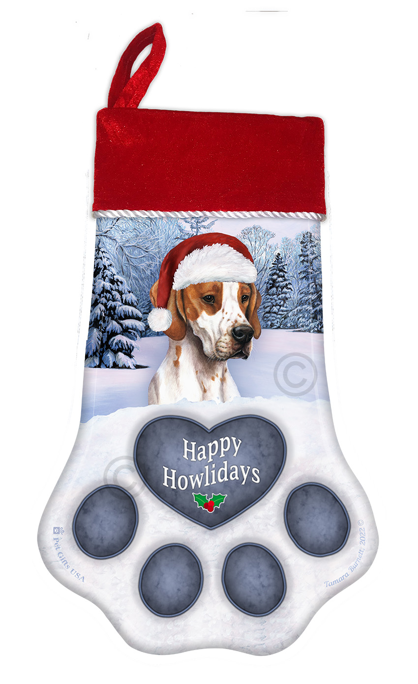 English Pointer Red & White Holiday Stocking - | Pet Gifts USA