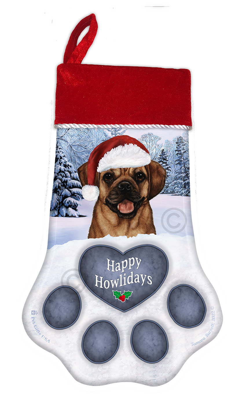 Puggle Fawn Holiday Stocking | Pet Gifts USA
