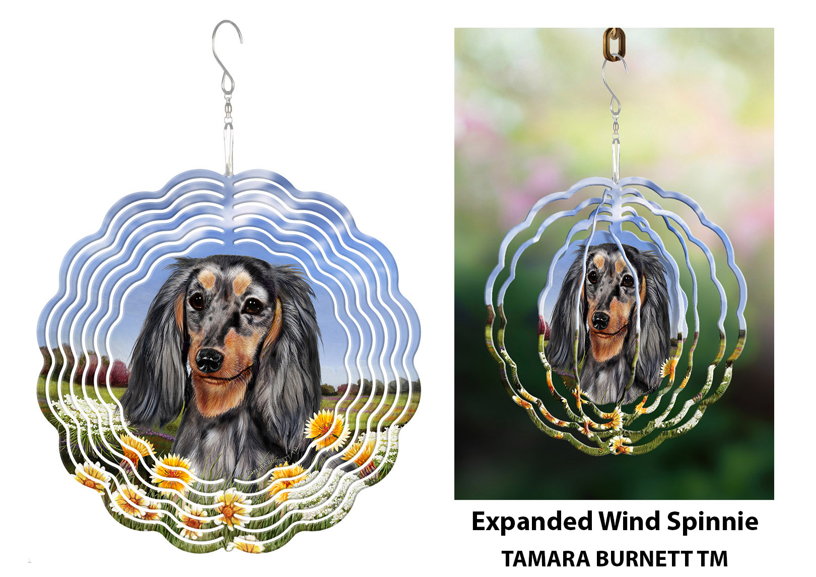 Dachshund (Longhair, Light Black And Tan Dapple) - Wind Spinner | Pet ...