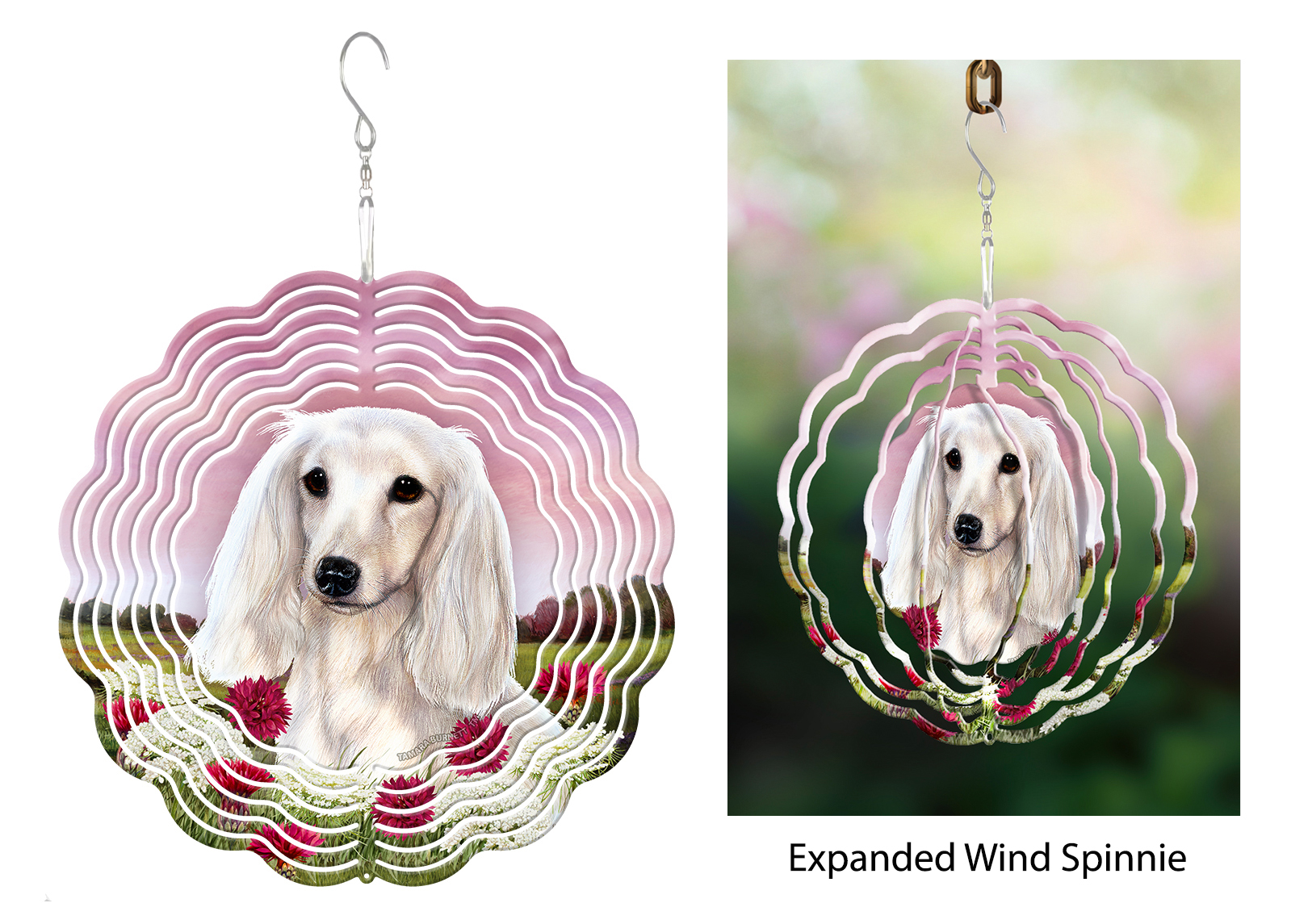 Dachshund (Longhair, White) - Wind Spinner | Pet Gifts USA