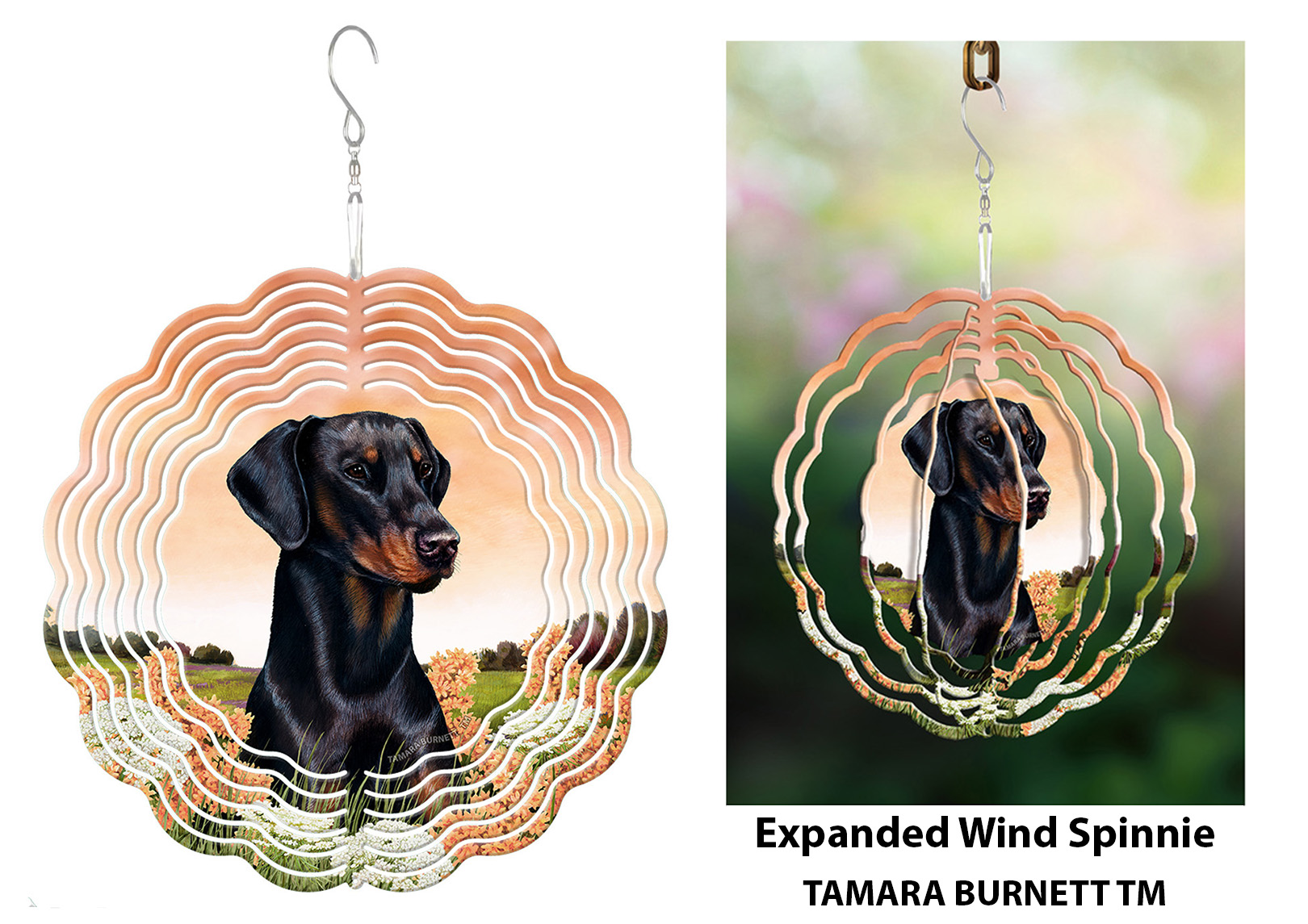 Doberman Black Uncropped - Wind Spinner | Pet Gifts USA
