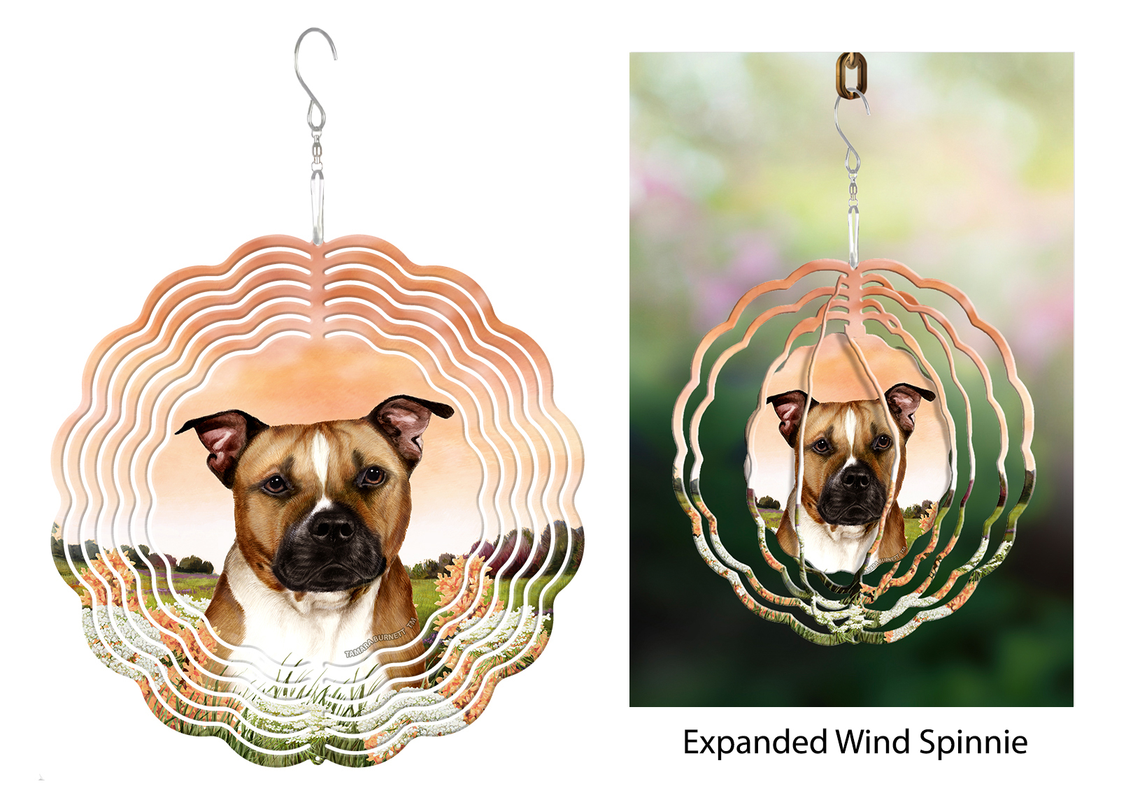 Pit Bull (Brown And White Uncropped) - Wind Spinner | Pet Gifts USA