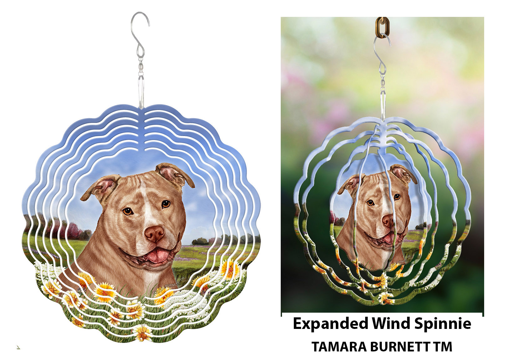 Pit Bull Cream and White Uncropped - Wind Spinner | Pet Gifts USA