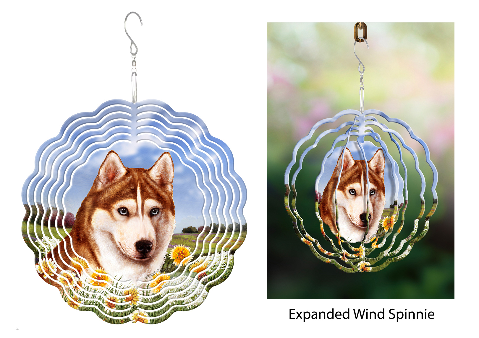 Siberian Husky (Blue Eyes Red And White) - Wind Spinner | Pet Gifts USA