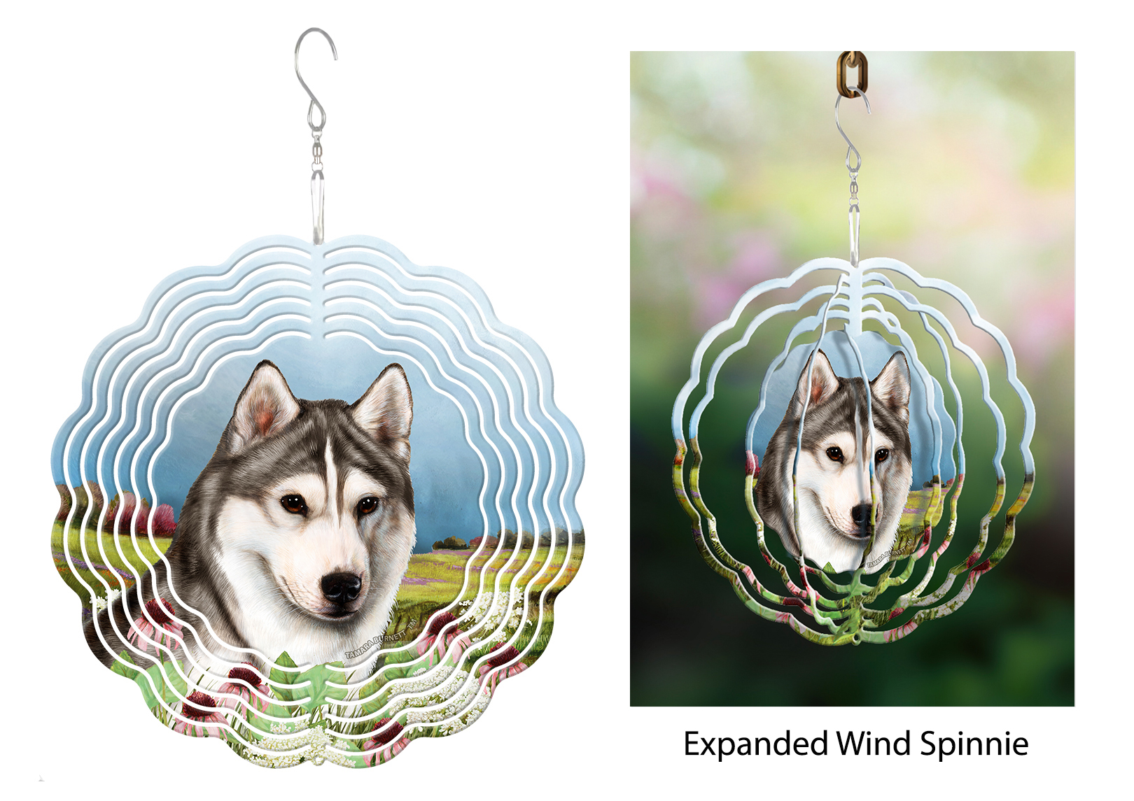 Siberian Husky (Brown Eyes Grey And White) - Wind Spinner | Pet Gifts USA
